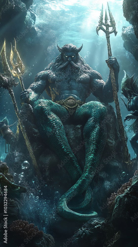Poseidon, god of the seas and water, Greek mythology, the Olympian ...