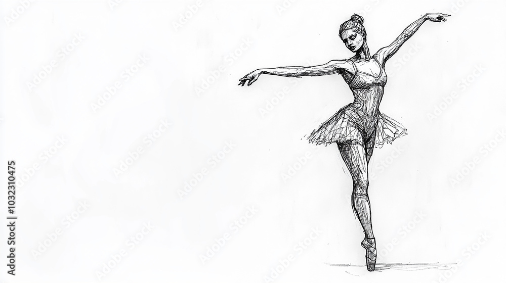 Simple line abstract hand drawn of a ballerina minimalist One Line ...