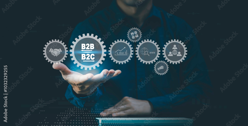 B2B vs B2C, business to business vs business to customer concept ...