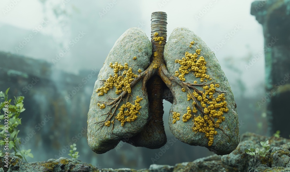 Unhealthy sick lungs poor air quality with Smoker's lung, Generative AI ...