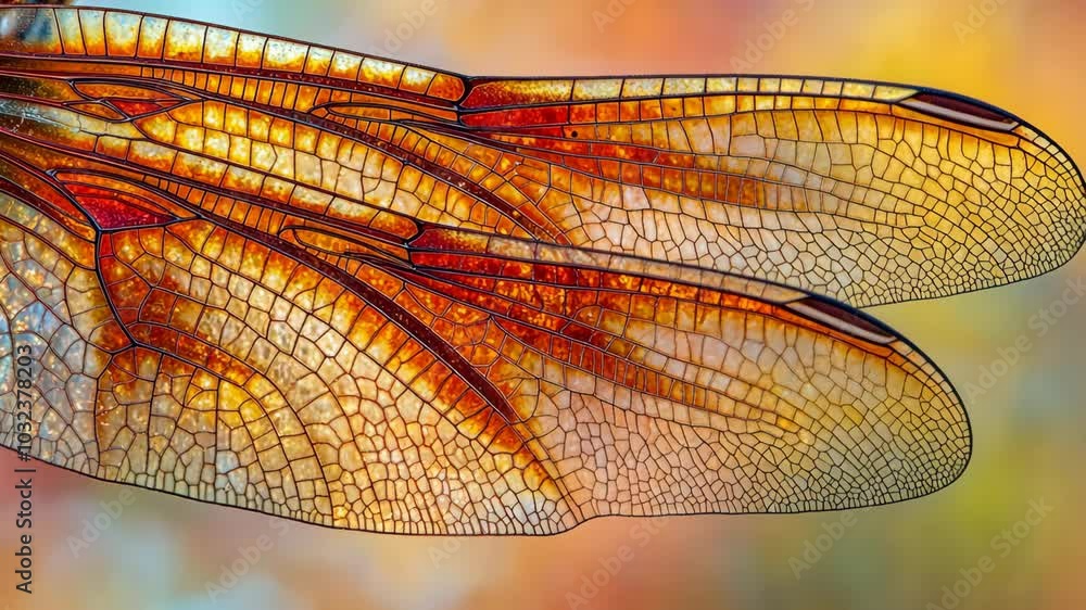 A dragonfly's wings are captured in detail, showcasing the intricate ...