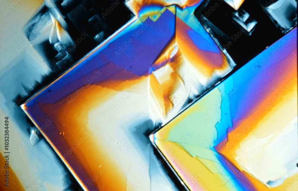 Polarised light micrograph of a salt crystal, sodium chloride Stock ...
