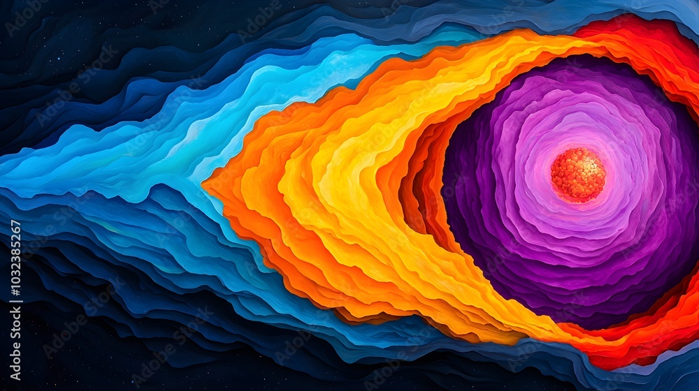 Detailed Colorful Cross Section Depicting the Internal Geological ...
