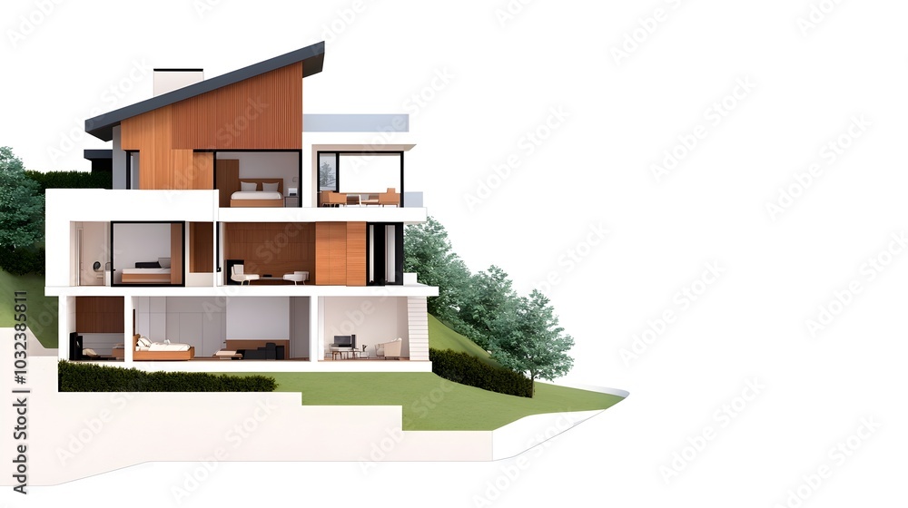 Detailed cross section showcasing the interior layout and design of a ...