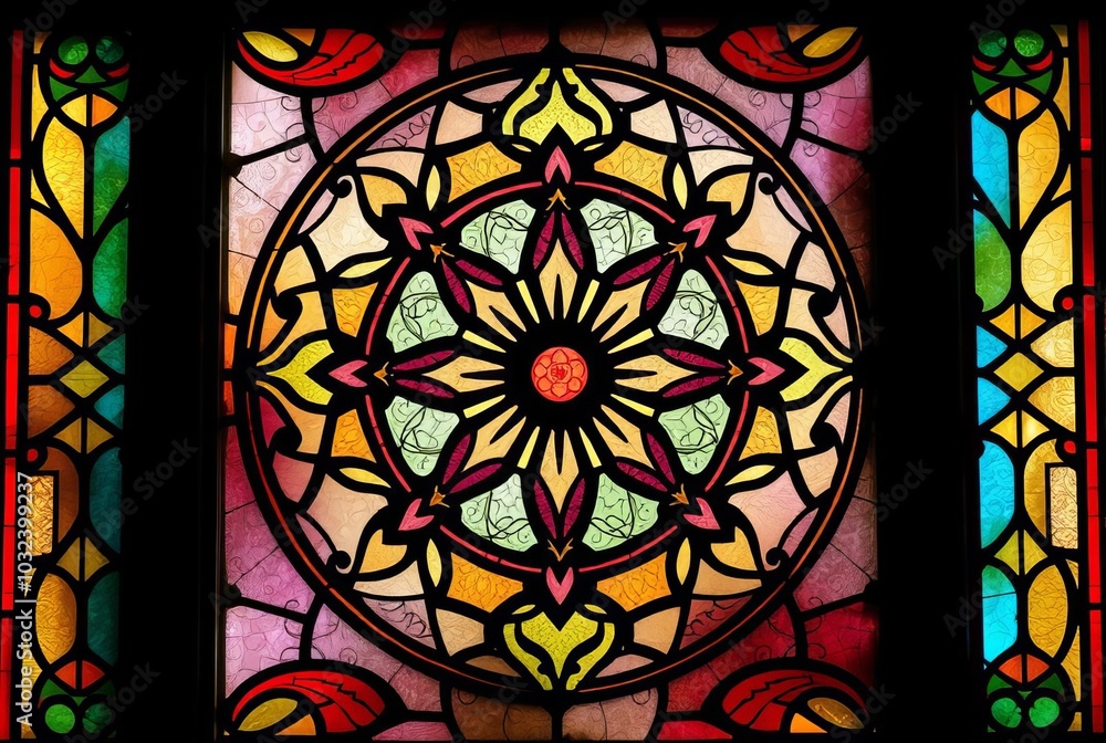 Stained Glass A stained glass inspired effect with a colorful an Stock ...