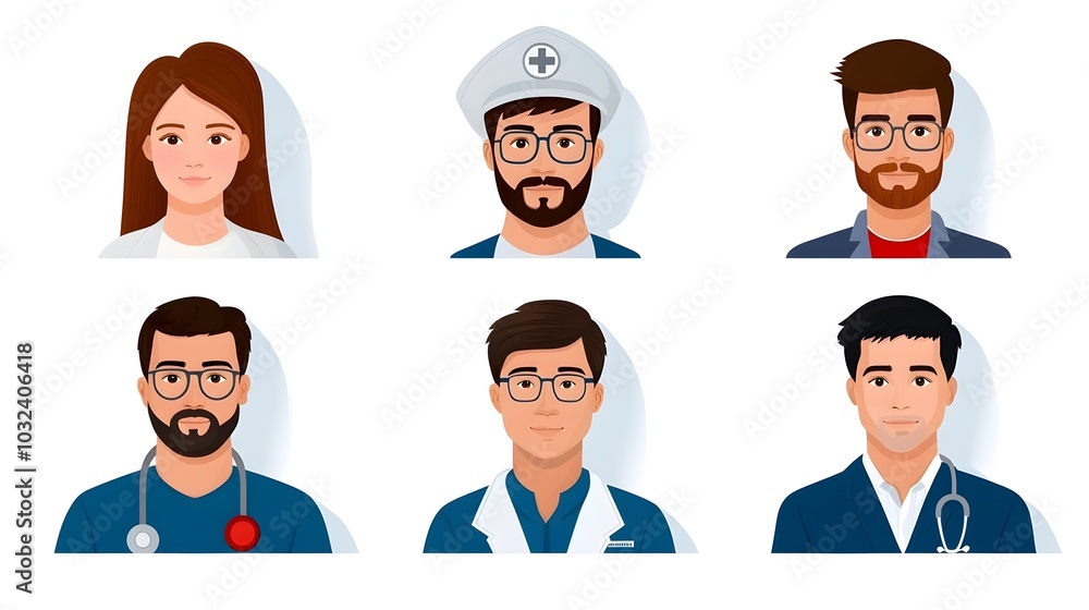 Set of minimalist and clean icons representing various occupations ...