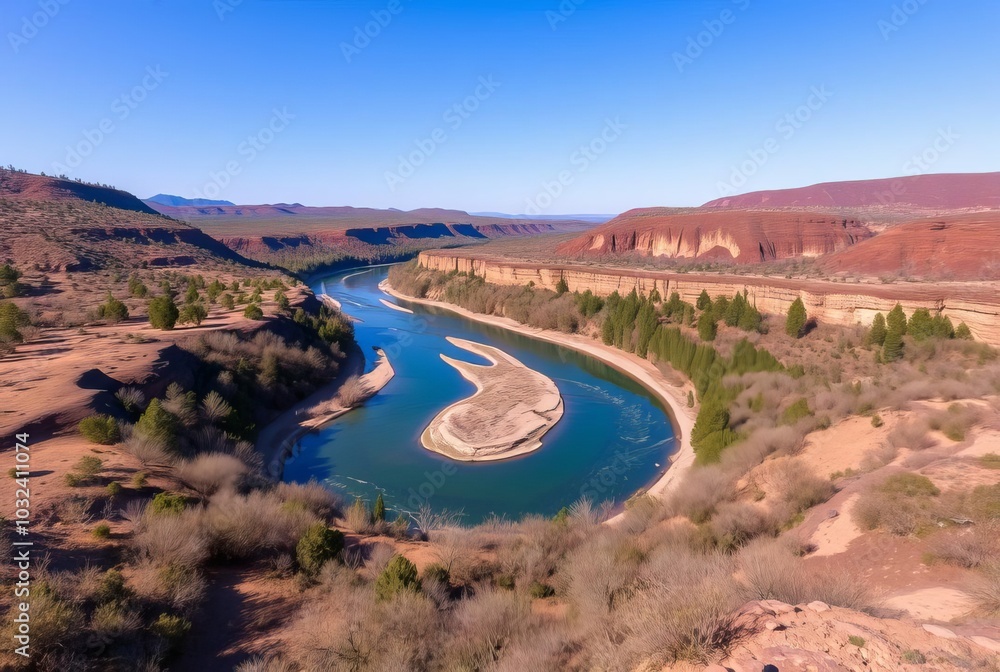 River Bend Six A number created by a river bending and looping b Stock ...