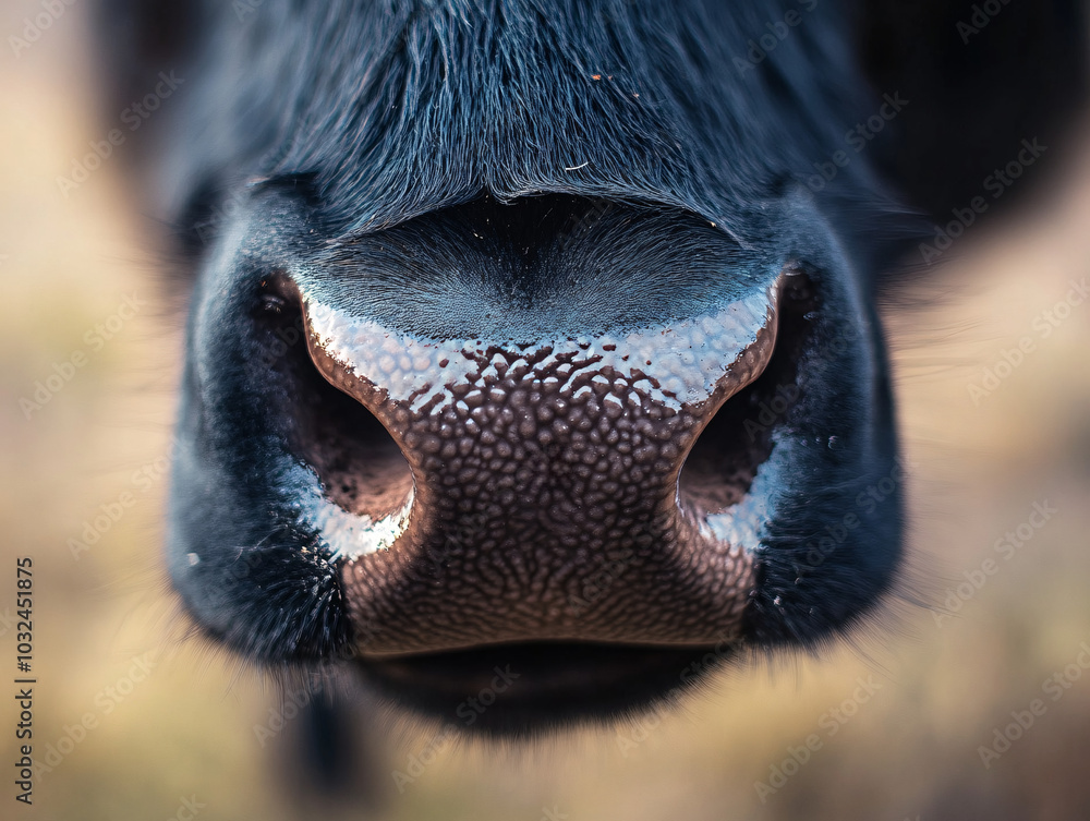 Close-Up of a Cow’s Nose with Cinematic Lighting, Detailed Texture and ...