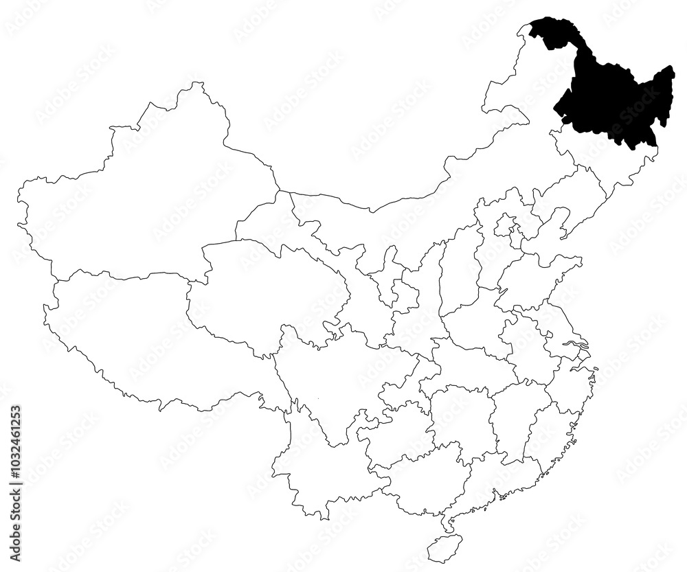 Map of heilongjiang province in China country on white background ...