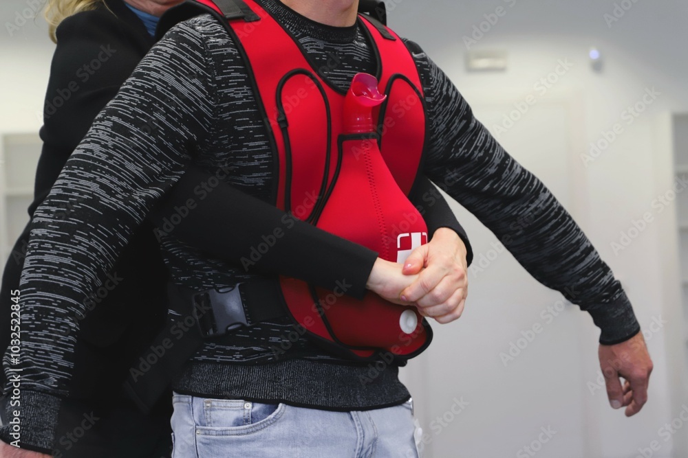 first aid course - company safety - Heimlich maneuver Stock Photo ...