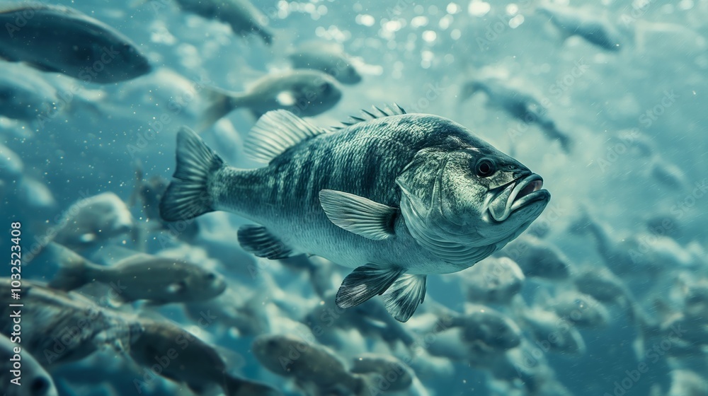 Stunning Close-up of a Vibrant Grouper Fish Swimming Gracefully in a ...