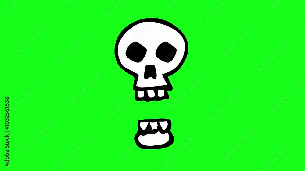 Ugly Skull vector animation on green screen. looping vector animation ...
