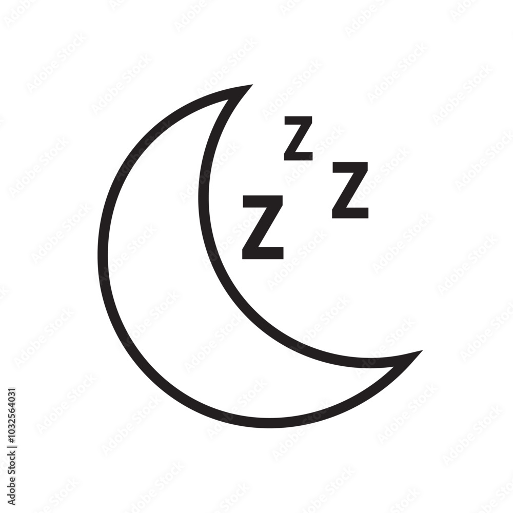 Sleep time night mode simple icon set, nighttime bedtime black white ...