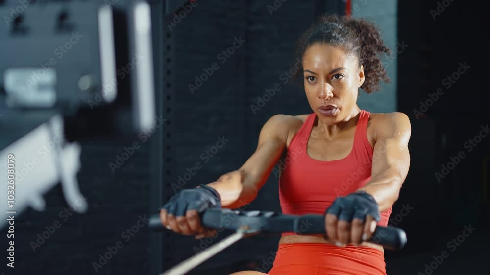 Cinematic video of a fit young woman training in the gym with weights ... Cinematic video of a fit young woman training in the gym with weights ...