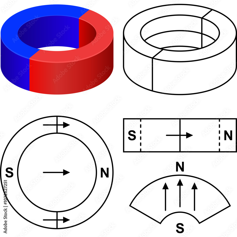 A diametrically magnetized magnet. The magnetic poles of a permanent ...
