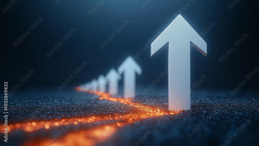 Increasing concept. Set of upward arrows emerging from a rustic surface ...