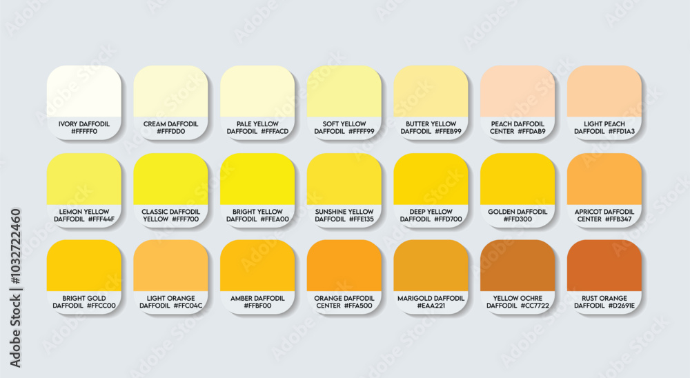 Daffodil Color Palette, Daffodil Color Guide Palette with Color Names ...