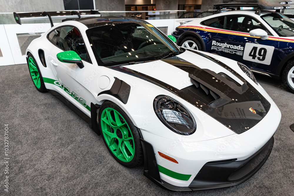 New York City, USA - March 27, 2024: 2024 Porsche 911 GT3 RS. Sportscar ...