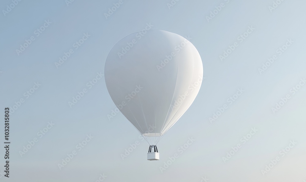 white blank hot sky balloon mockup empty air fly airship heaven clear ...