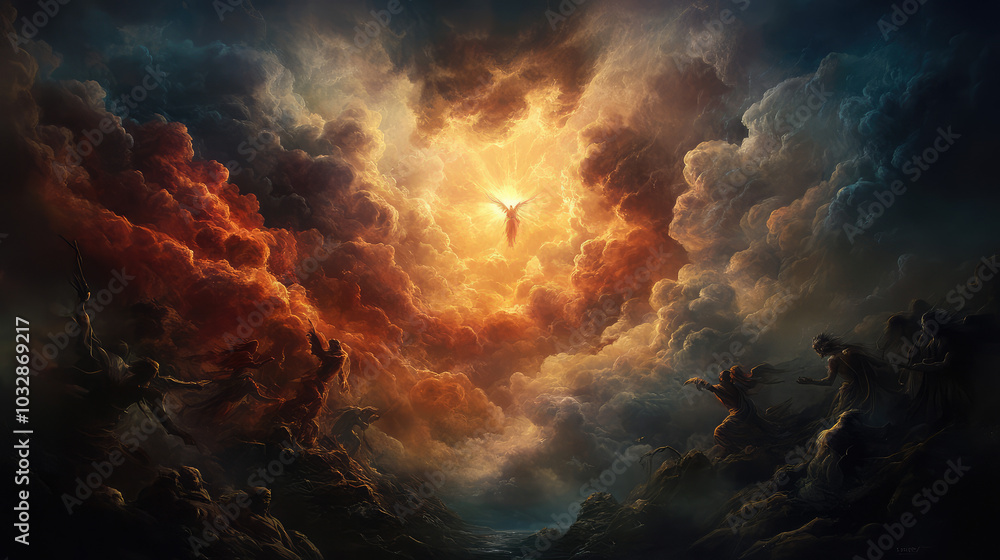 God stands resolute, casting radiant light to overcome the dark ...
