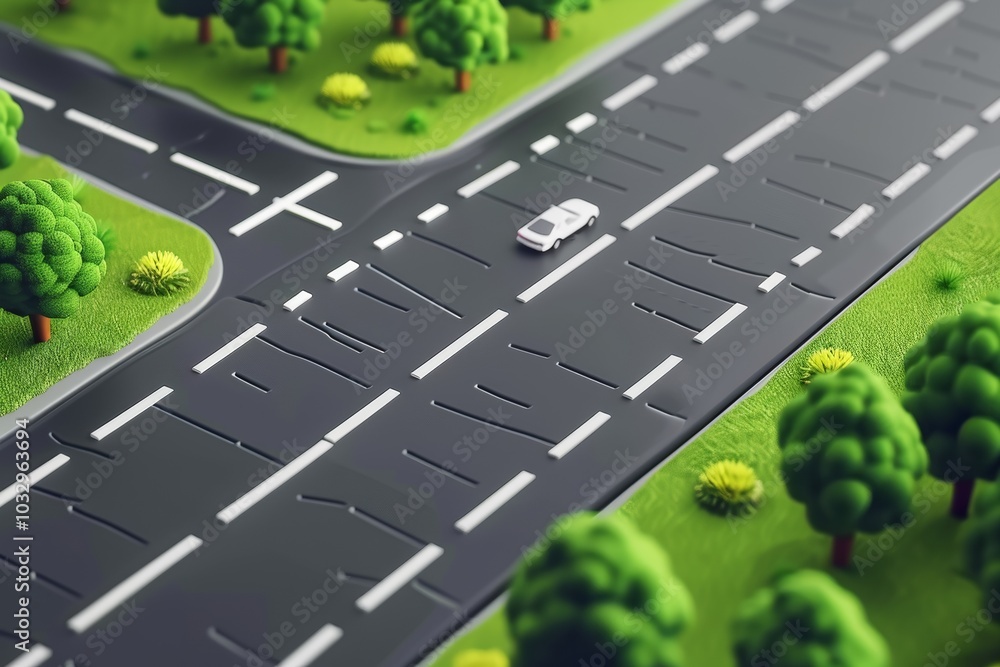Ilustrace „Empty 3d isometric road with lines. Isolated. Abstract road ...