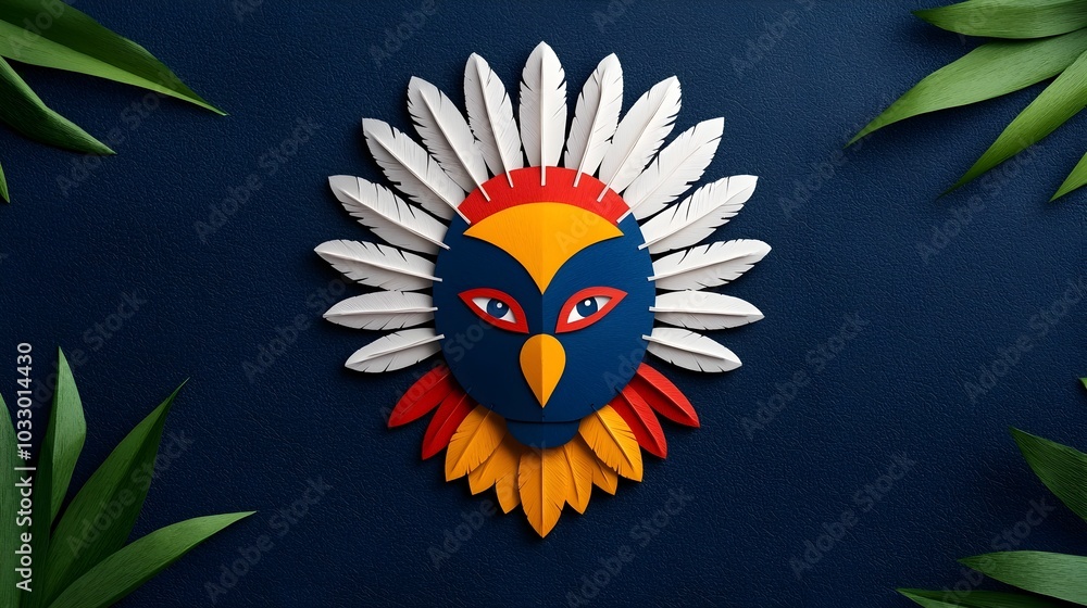 Intricate Paper Cut Zulu Tribal Shield Featuring Bold and Vibrant ...