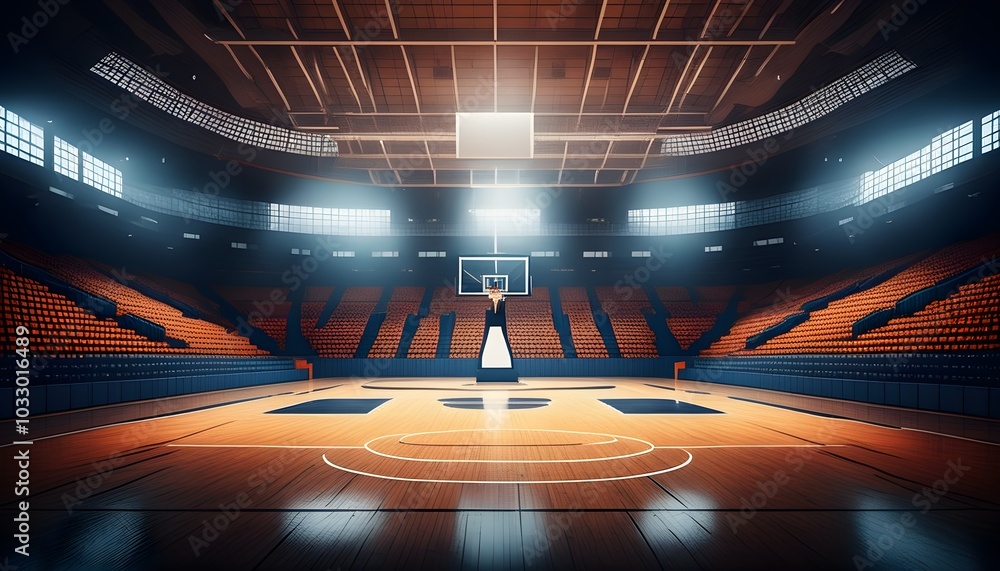 Modern basketball court design in a dynamic sports arena with vibrant ...