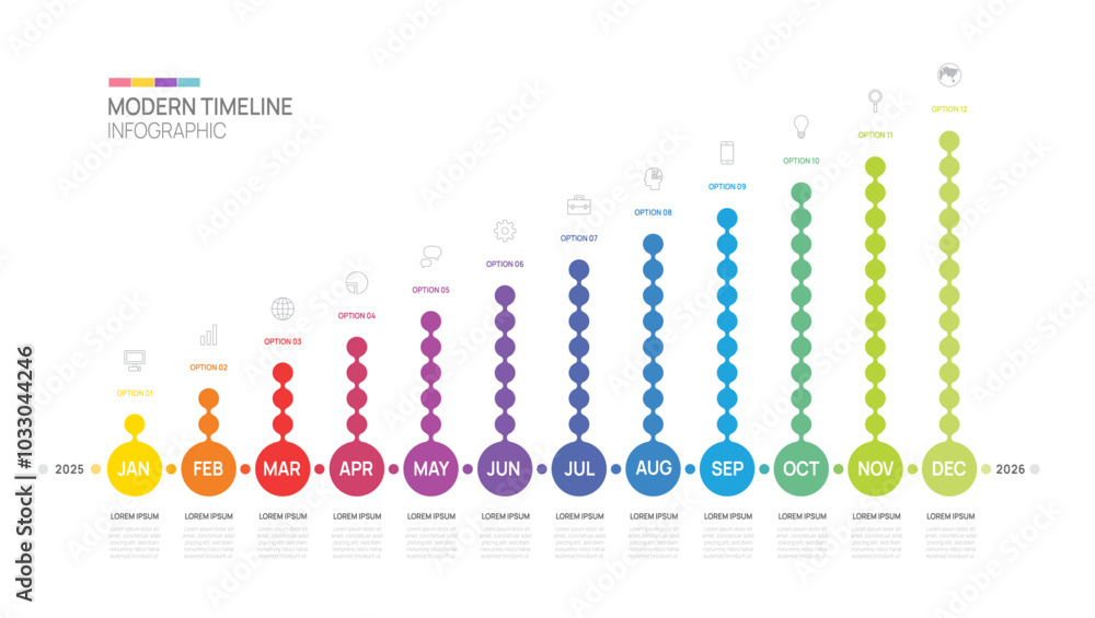 Business timeline infographic Circle Point step template. 2025 ...