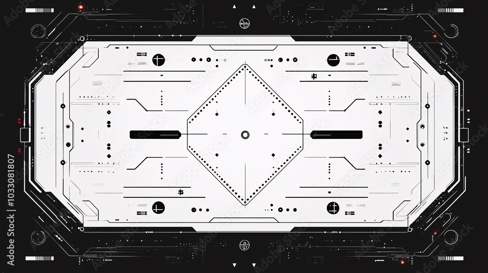 Futuristic Monochrome Rounded Square Frame with Bold Black Lines in ...
