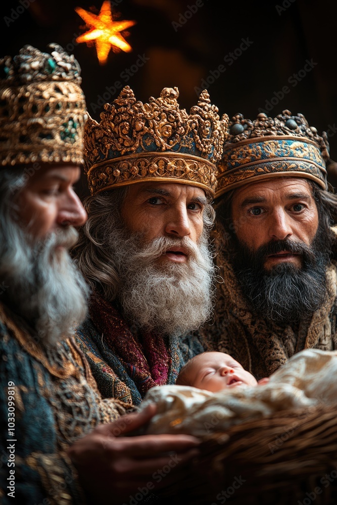 Royal visit: the three wise men journeying to honor the newborn king ...