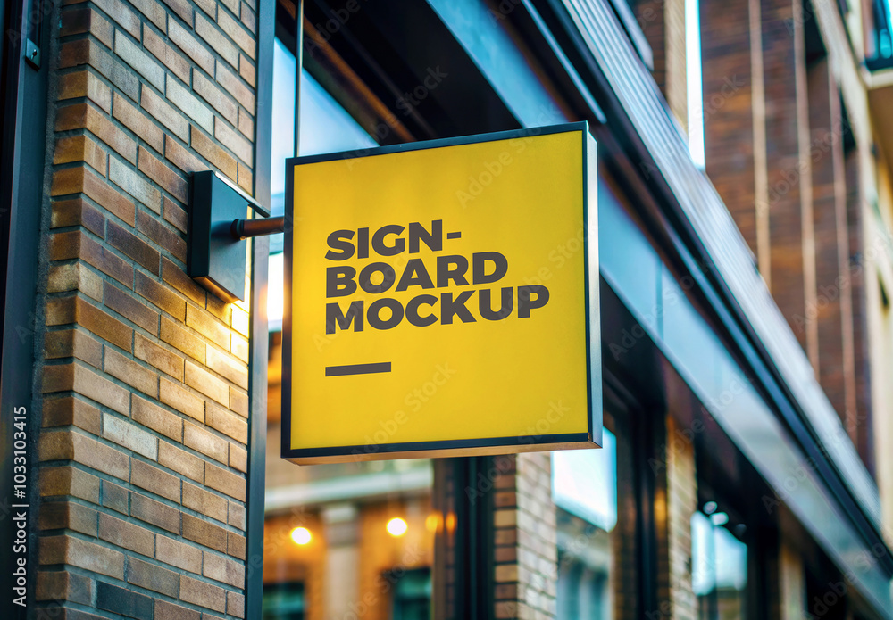 Square Cafe Signboard Mockup Template Stock Template | Adobe Stock