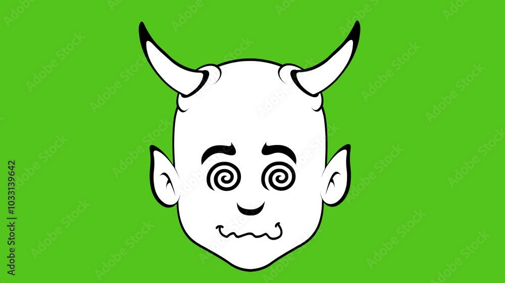 video drawing animation emoji face demon character cartoon illustration ...
