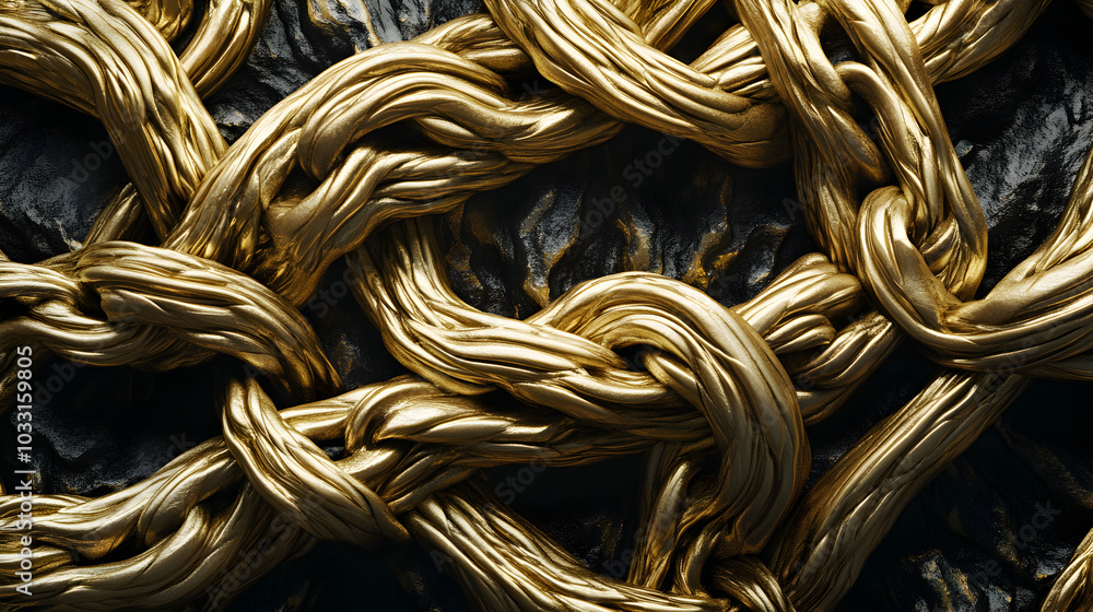 Gold chains interwoven into a complex texture. Stock Photo | Adobe Stock