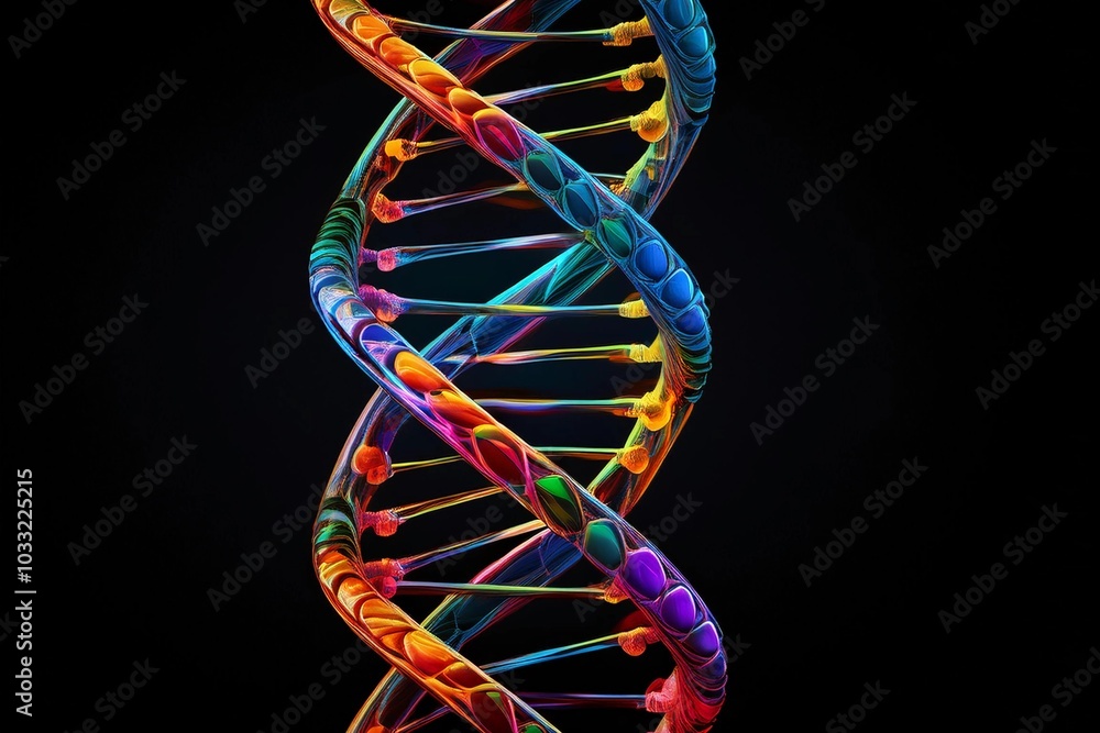 animated structure of a DNA molecule from particles on isolated dark ...