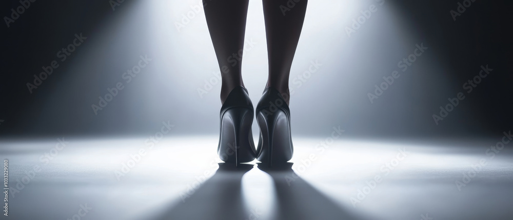 Elegant high heels create striking silhouette against dramatic backdrop ...