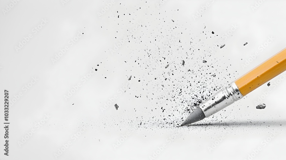 Faded ink being carefully rewritten over representing the act of making ...