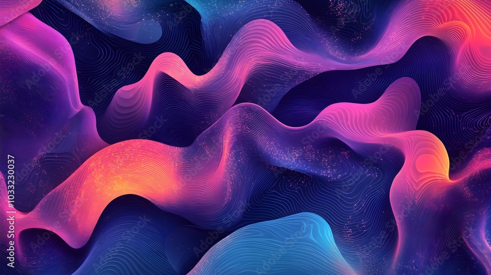 Wave patterns with flowing lines and undulating shapes. groovy graphic ...