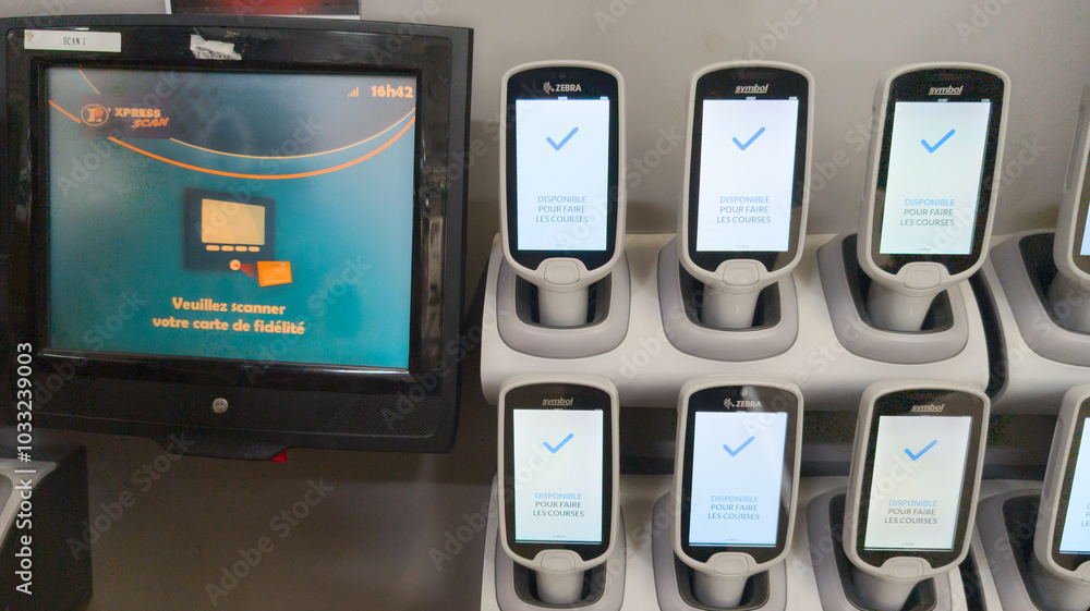 E.Leclerc xpress sign text scan as you shop scanners grocery shopping ...