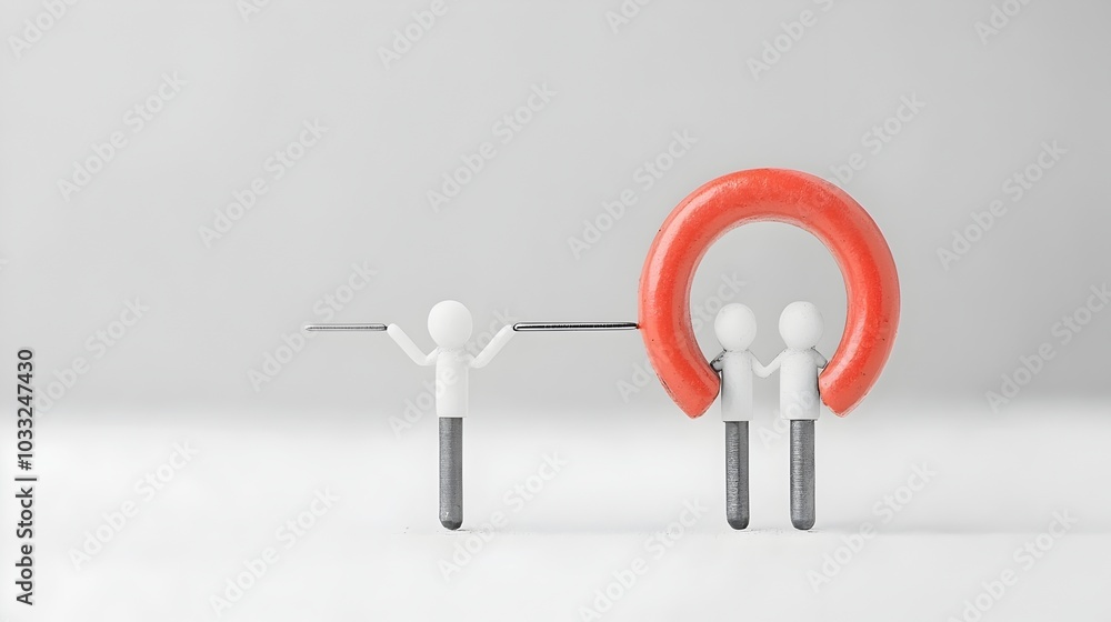 Two magnets positioned slightly apart conveying the tension and ...