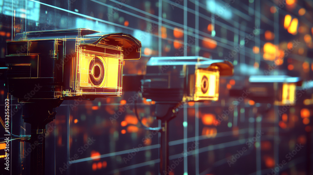 Surveillance technology uses cameras (CCTV) with screens to watch and ...