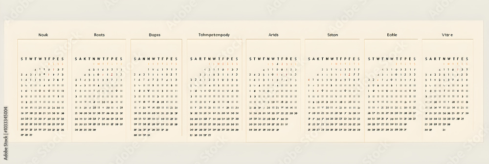 Minimalist Yearly Calendar Template with Clean and Modern Design for 12 ...