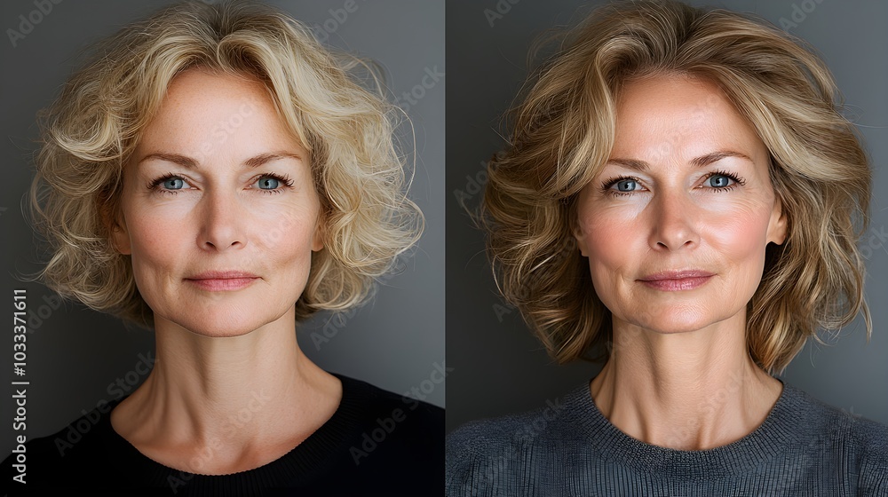Before-and-after photos of a facelift, highlighting increased jawline ...