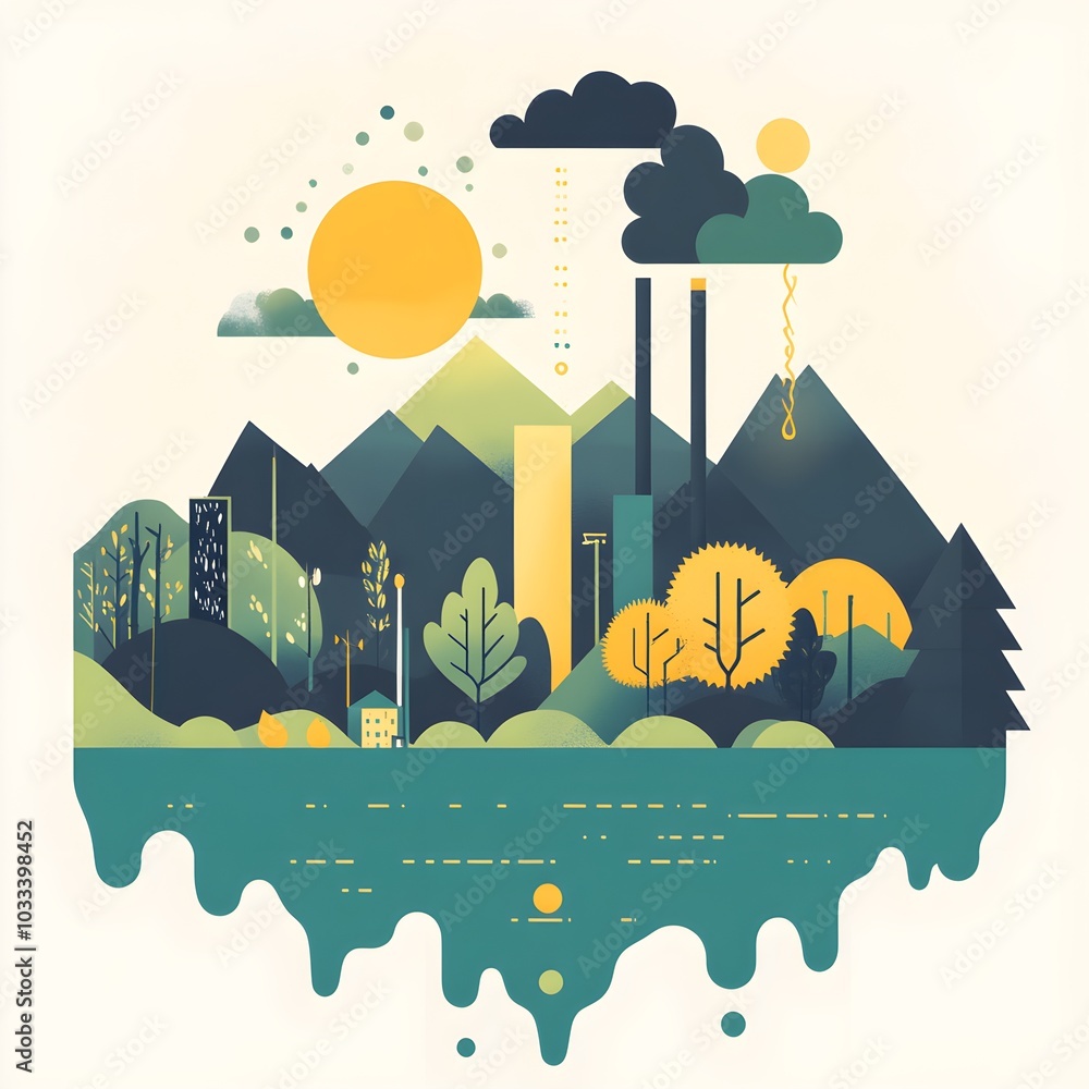 AI-based carbon impact forecast flat design front view climate action ...