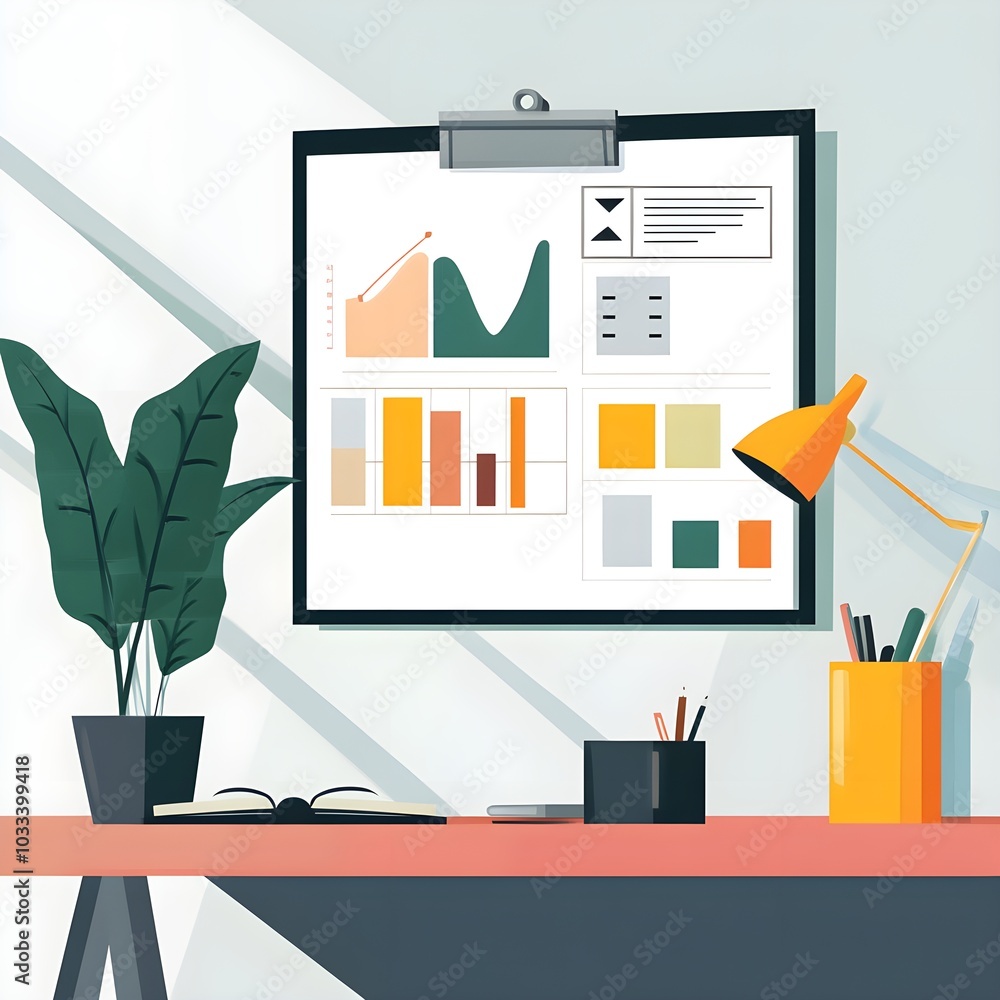 Business product launch plan flat design side view cute project ...