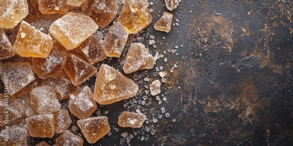 cane sugar, rock sugar, crystal pieces, candy, brown sugar, candied ...