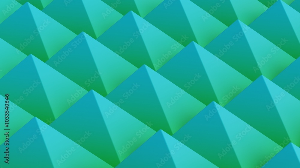 Abstract 3d background with pyramid shape. 3d wallpaper with green ...