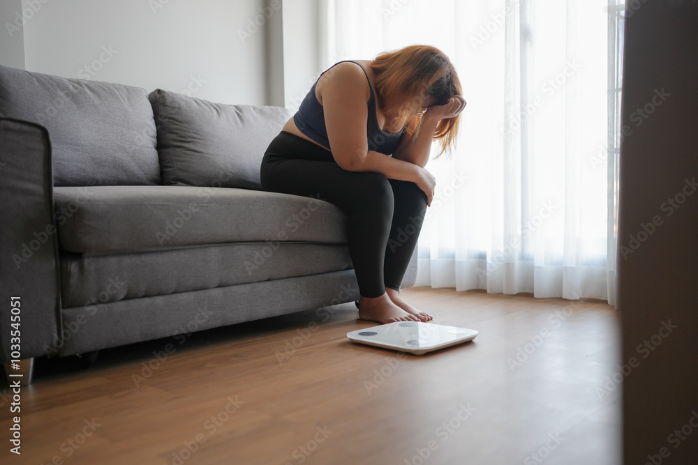 Sad fat woman with fat upset bored of dieting Weight loss fail Fat diet ...