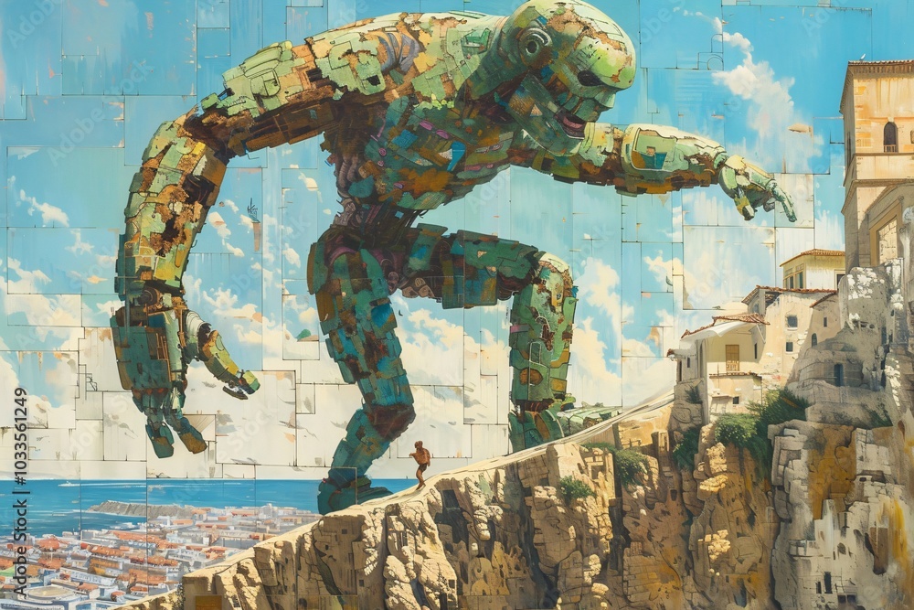 The Colossus of Rhodes, an ancient wonder standing majestically at the ...