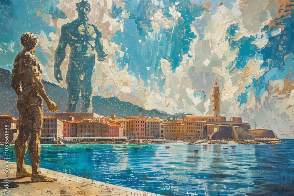 The Colossus of Rhodes, an ancient wonder standing majestically at the ...
