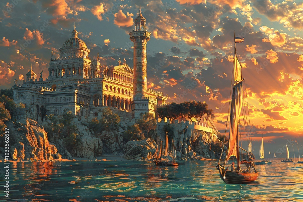 The Colossus of Rhodes, an ancient wonder standing majestically at the ...